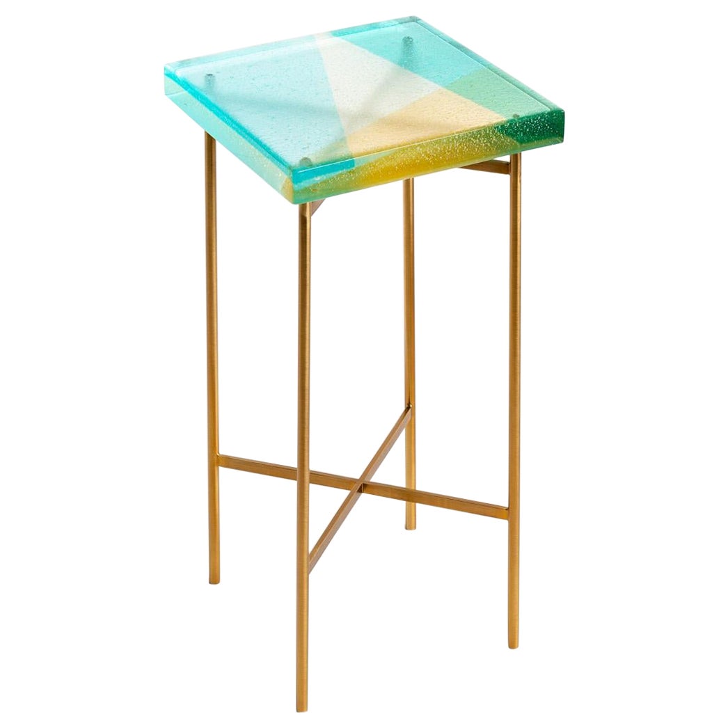 Salt cocktail table - kiln fused glass table with steel base For Sale ...