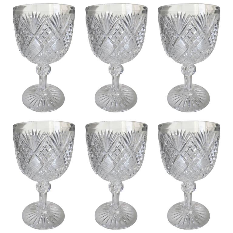 Six Exceptional American Cut-Glass Goblets, circa 1900 For Sale at 1stDibs