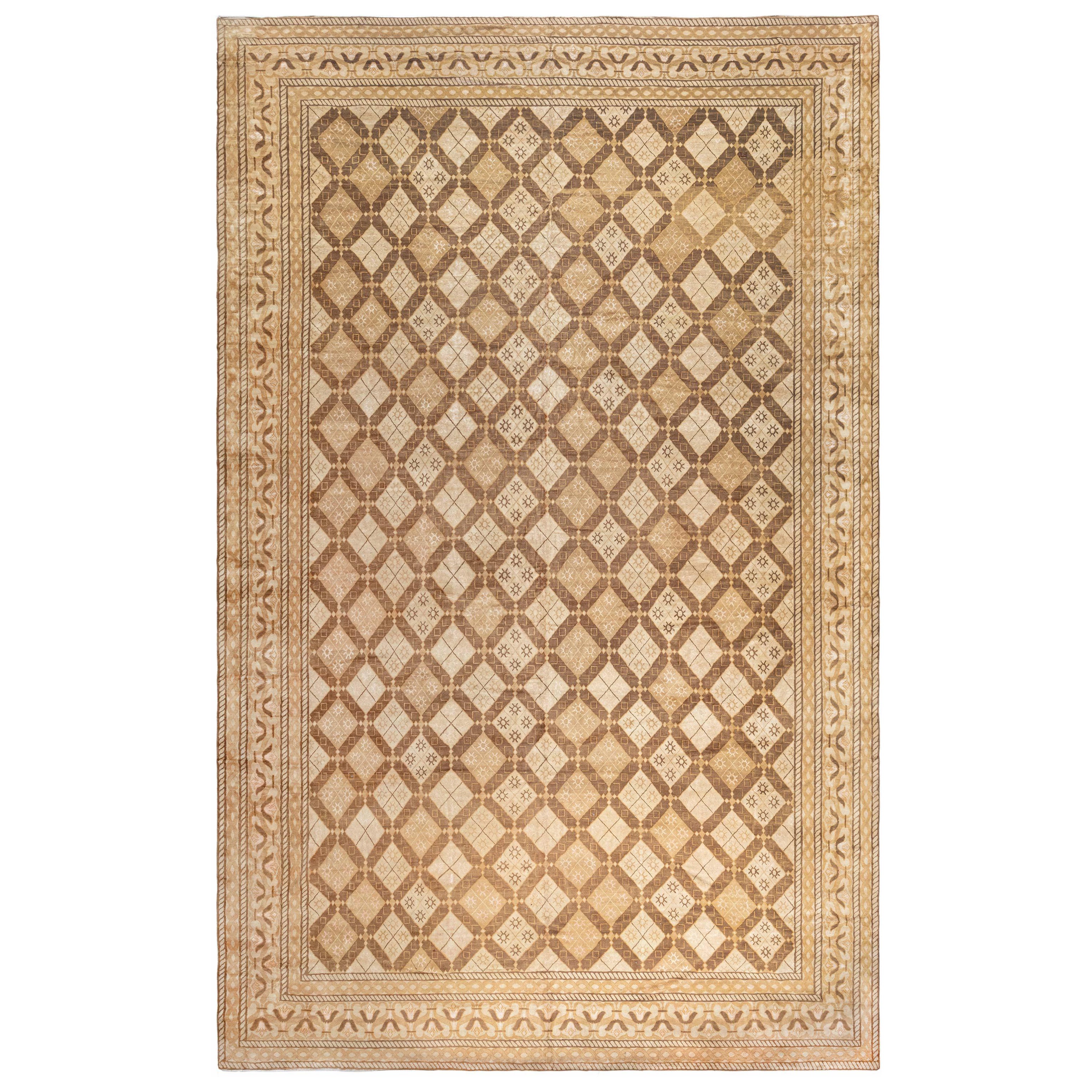 Contemporary Art Deco Design Tibetan Beige and Brown Rug by Doris ...