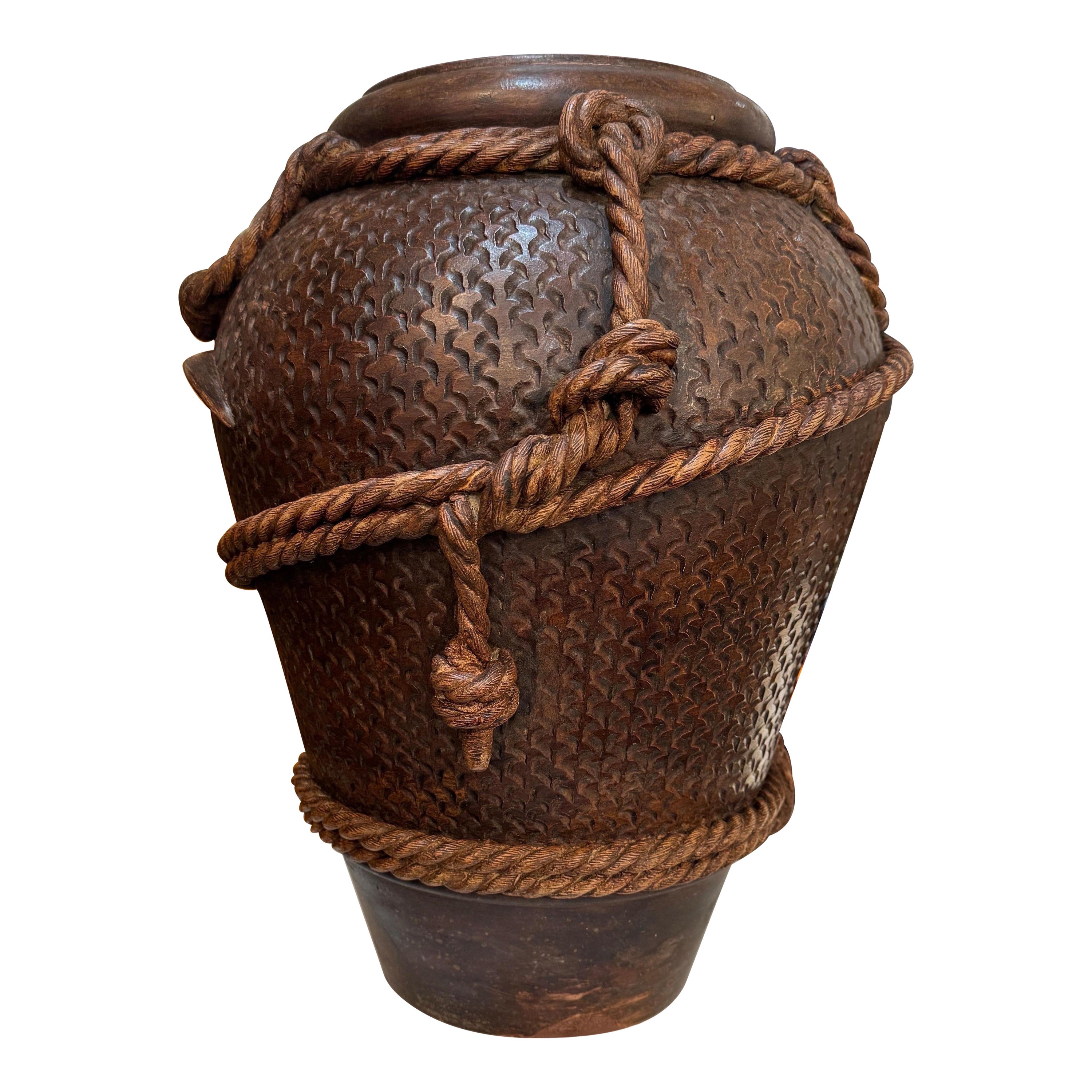A fabulous Tuscan terracotta rope urn For Sale at 1stDibs