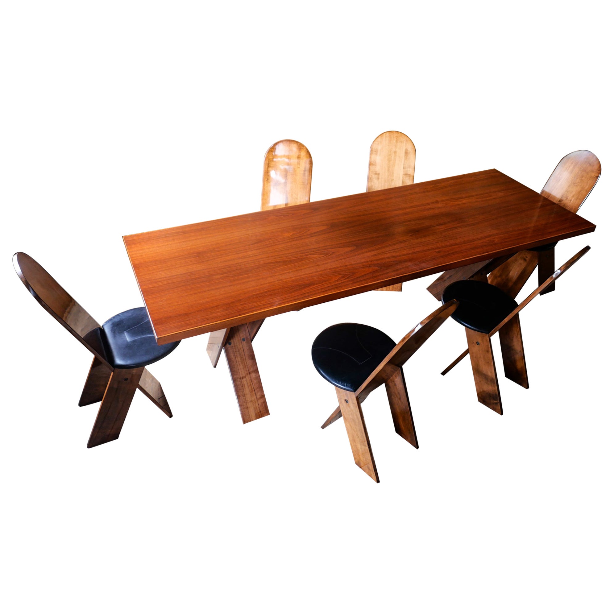 Mid-Century Modern Wooden Dining Set by Marco Zanuso for Poggi, Italy ...