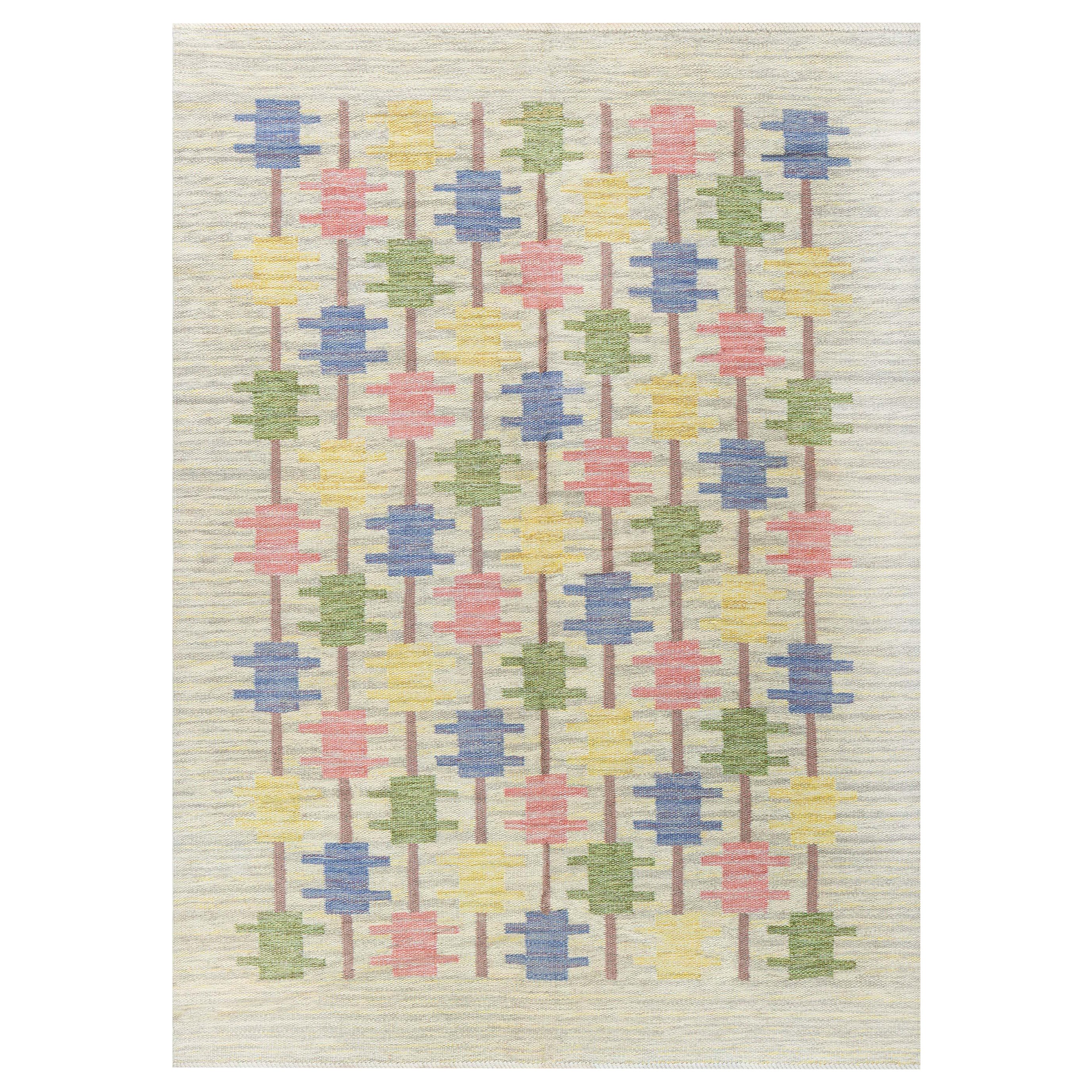 Doris Leslie Blau Vintage Swedish Flat Weave Wool Rug For Sale at 1stDibs