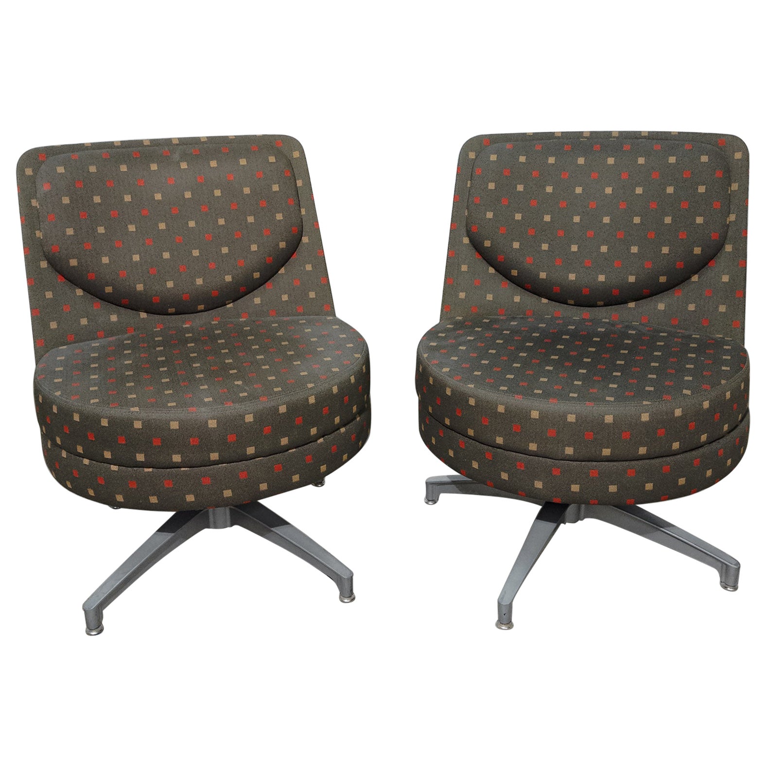 Pair Of Small Swivel Chairs - 36 For Sale on 1stDibs