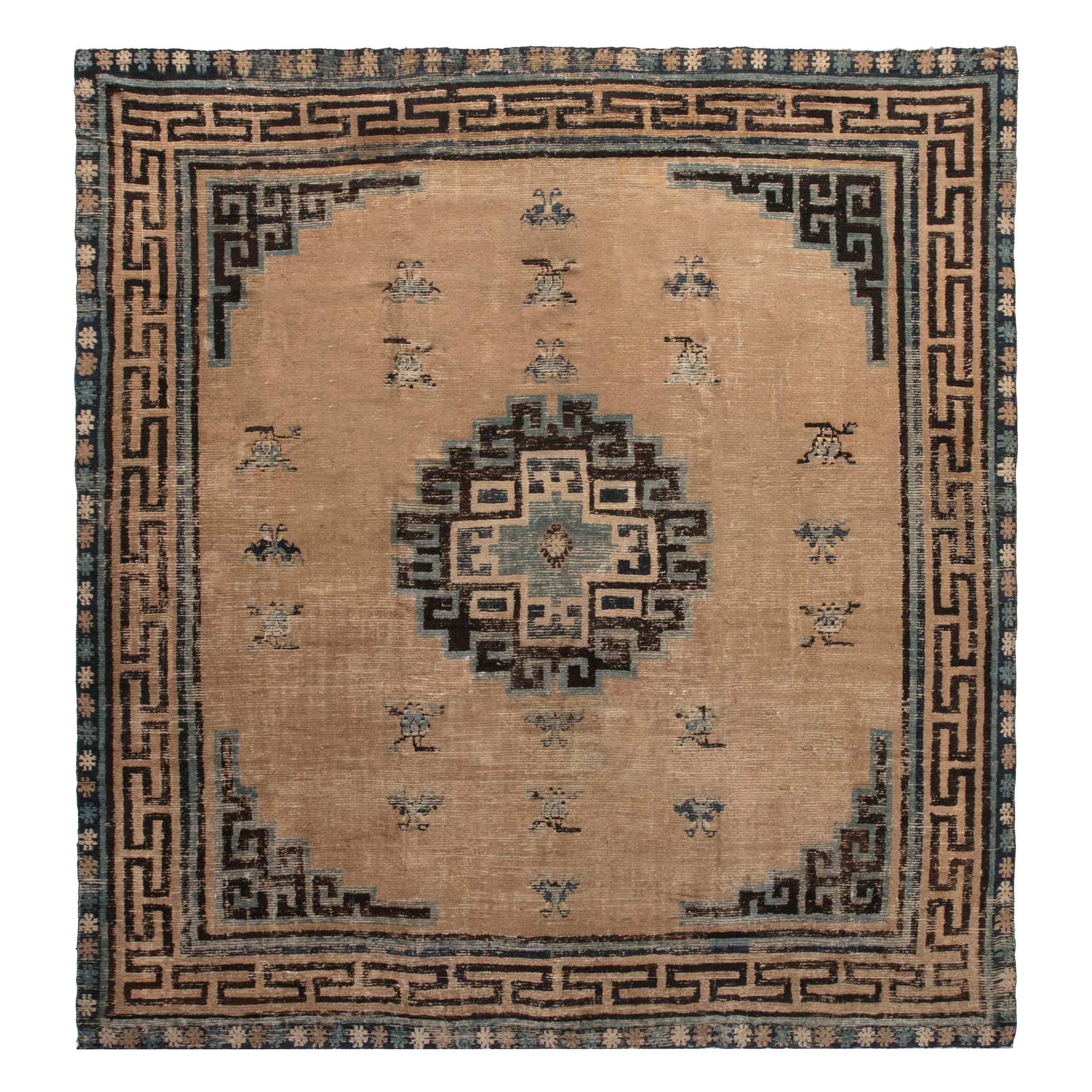 Antique Chinese Mongolian Handwoven Wool Rug For Sale at 1stDibs