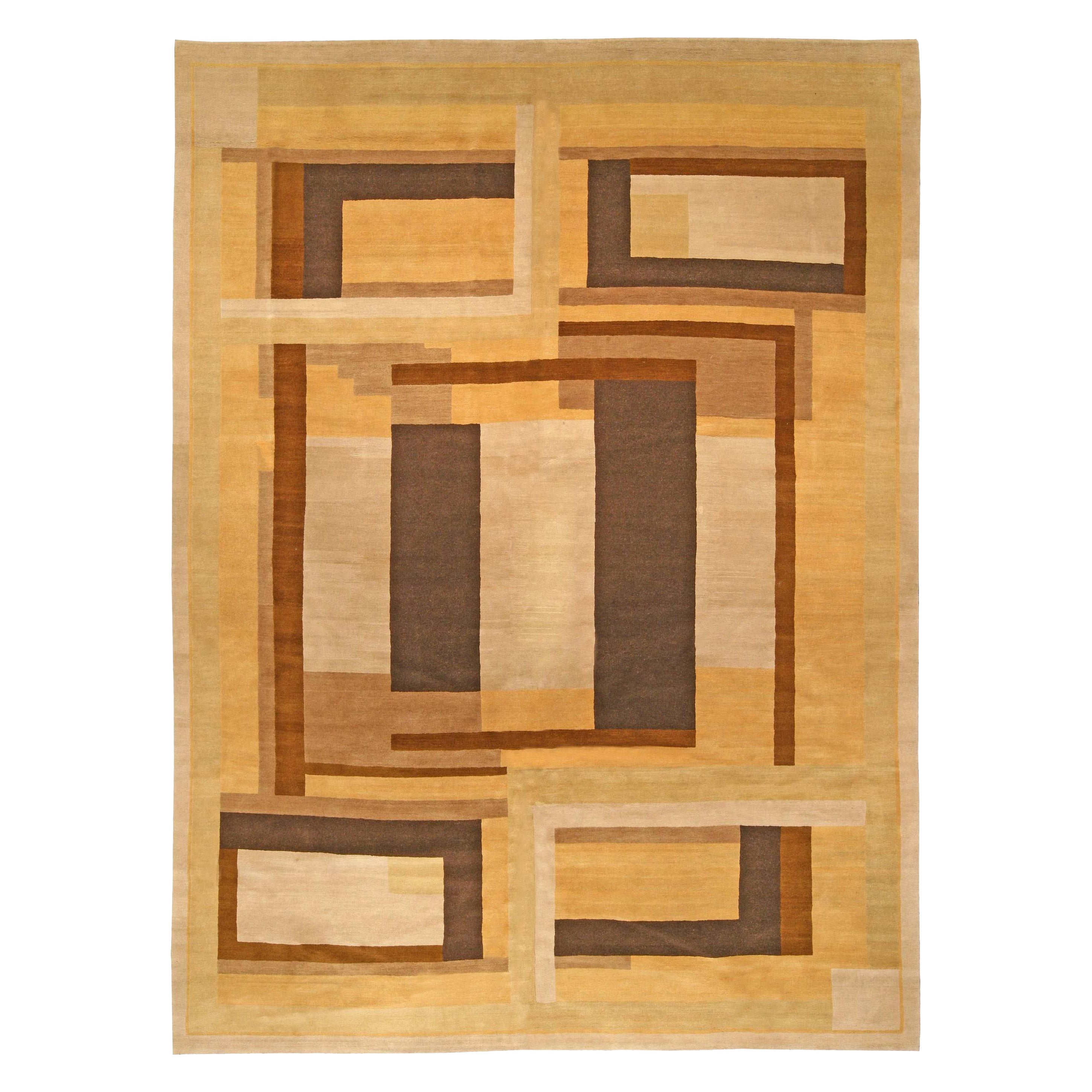 Contemporary Art Deco Design Tibetan Beige and Brown Rug by Doris ...