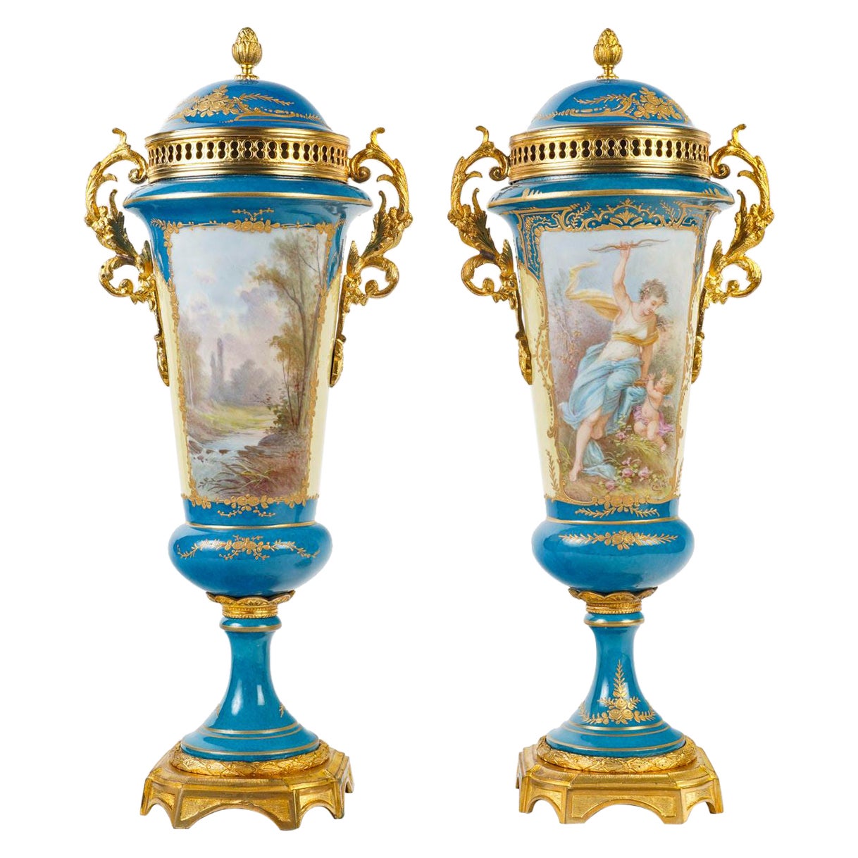 A Pair of Porcelain Vases from the Sèvres Factory, 19th Century. For ...