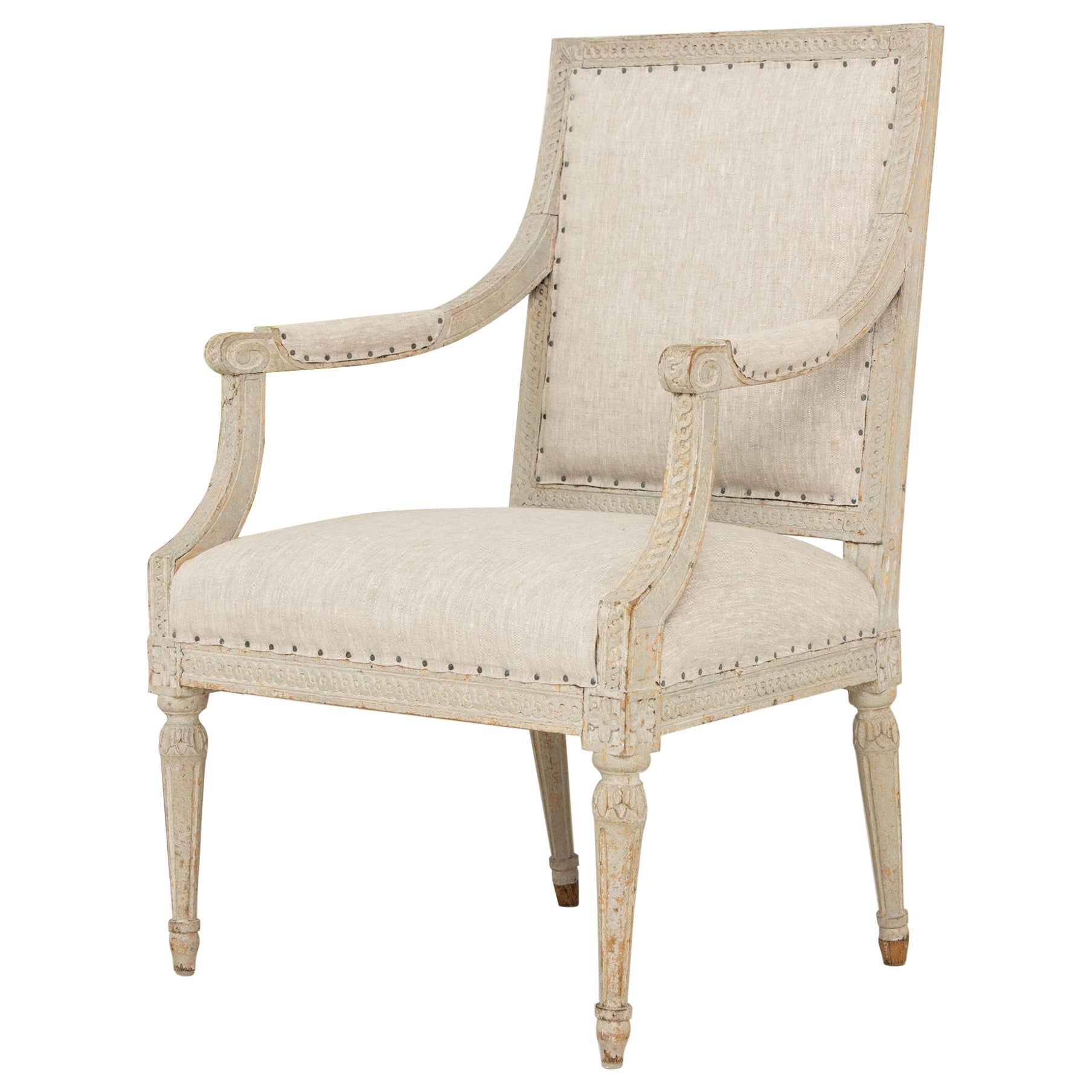 18th c. German Louis Period XVI Beech Wood Armchair in Original Paint ...