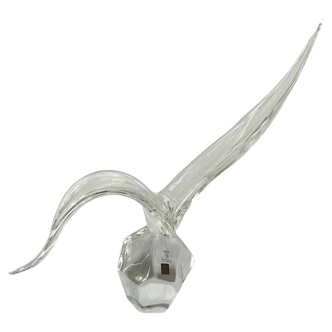 Vintage Licio Zanetti Murano Clear/White Stripe “Bird in Flight” Glass ...