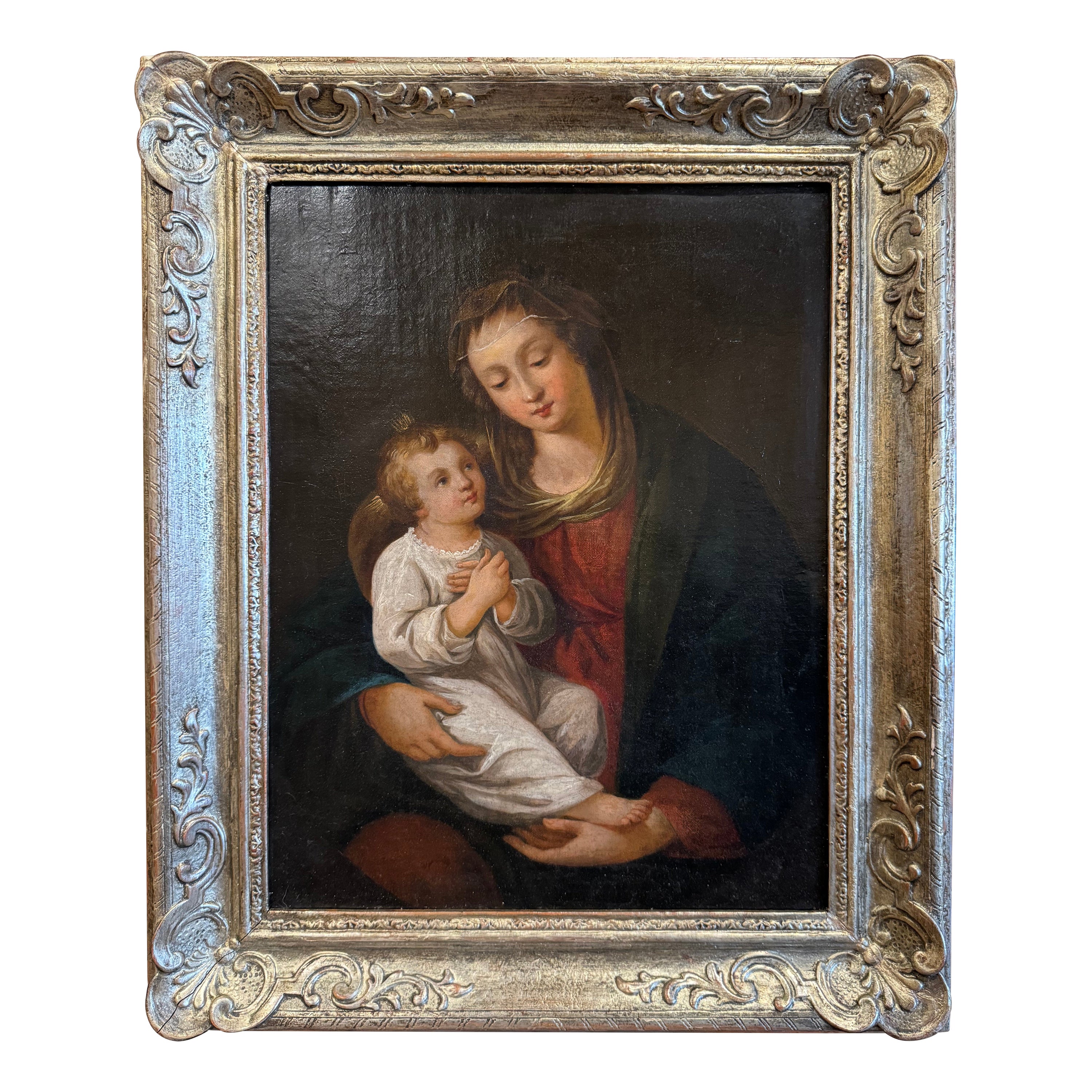 19th Century French Oil on Canvas Family Priest Portraits Painting in ...