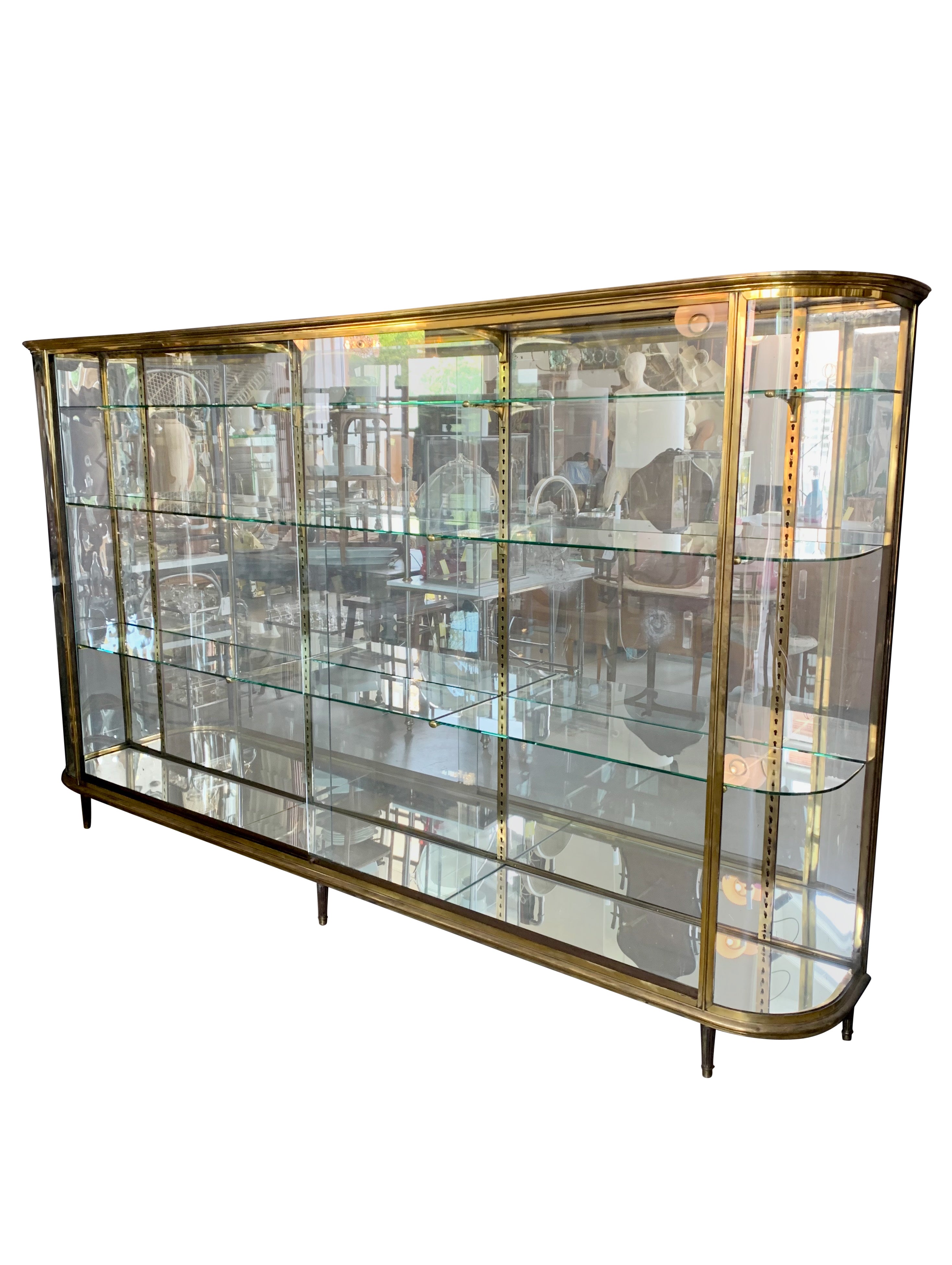 Curved Glass and Brass DIA Vitrine Display Cabinet at 1stDibs | glass ...