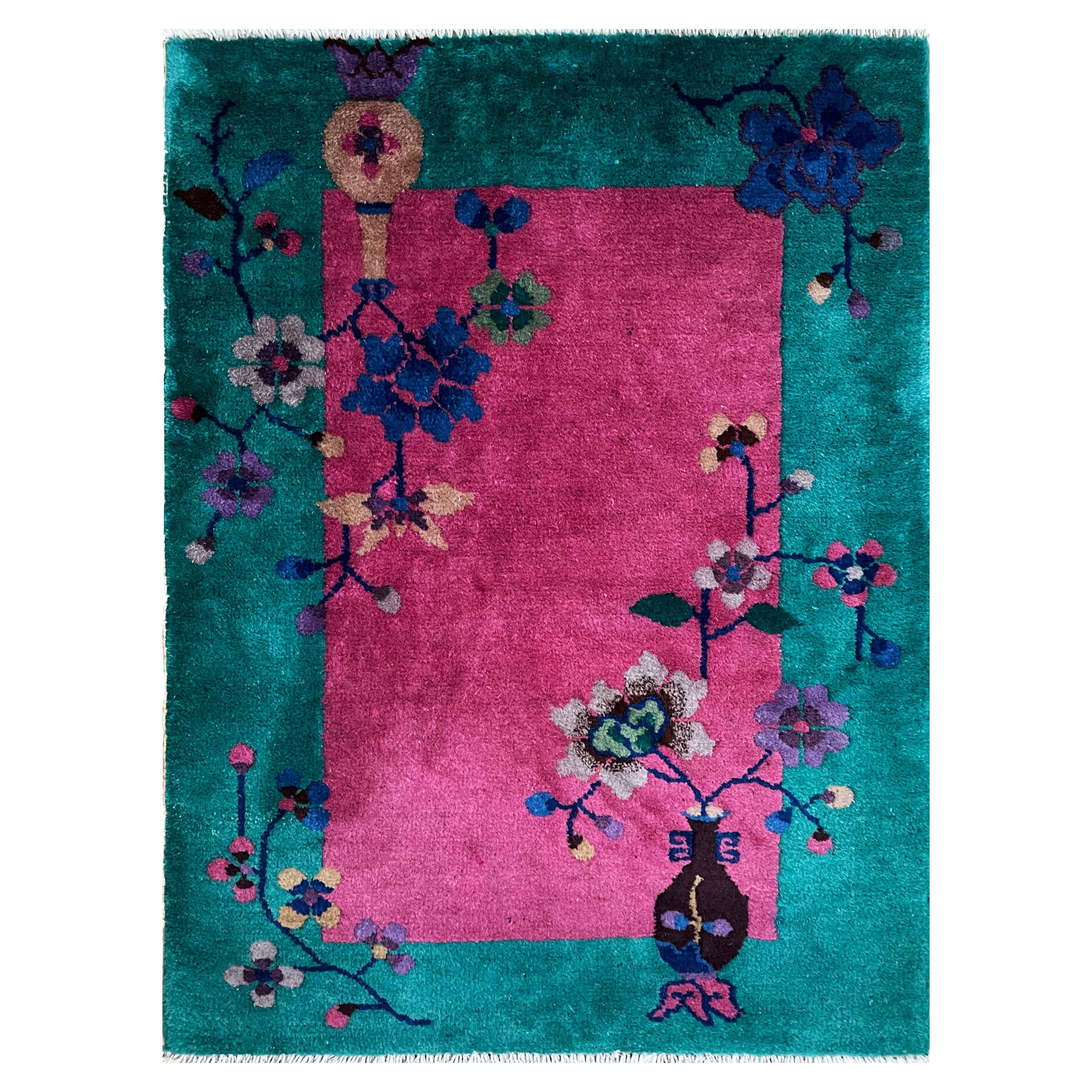 Antique Chinese Art Deco Rug, Circa 1920 For Sale at 1stDibs