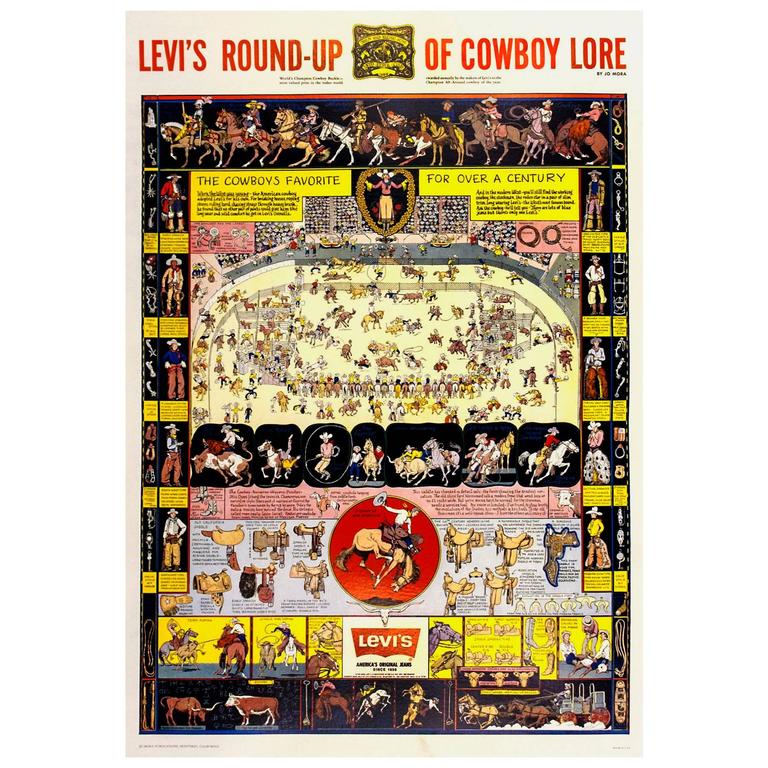 Original Levi's Rodeo Poster by Jo Mora For Sale at 1stDibs | jo mora ...