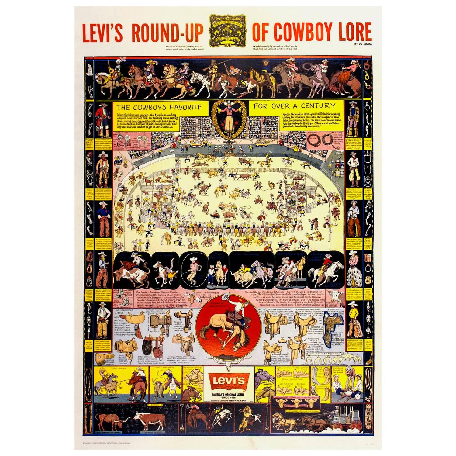 Original Levi's Rodeo Poster by Jo Mora at 1stdibs