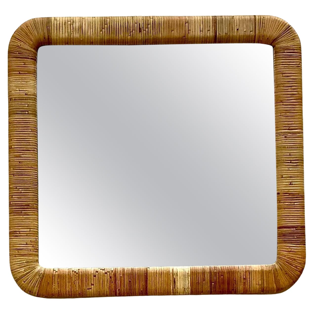 Vintage Coastal Wrapped Rattan Mirror For Sale at 1stDibs