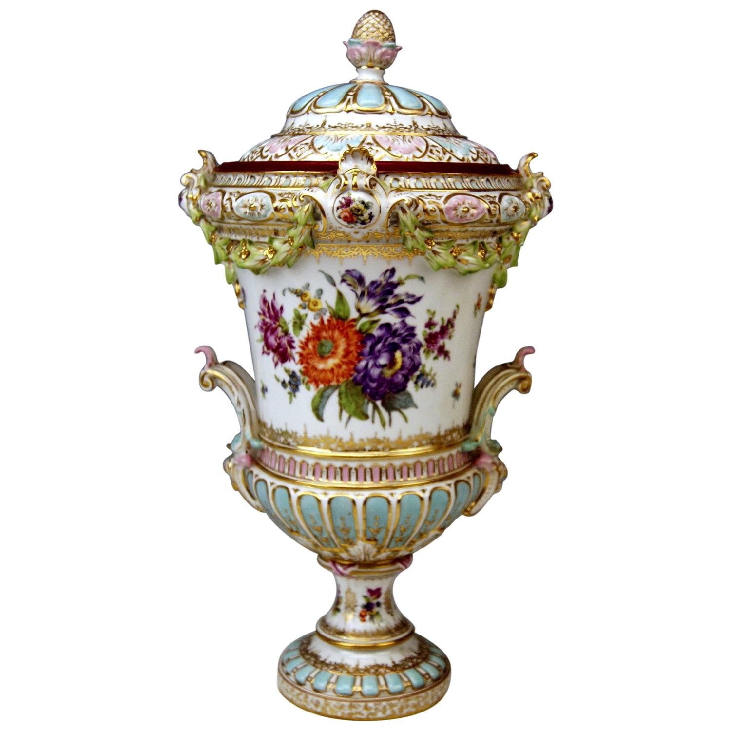 Dresden Donath and Co. Tall Lidded Vase Height 17.71 Inches Made, circa ...