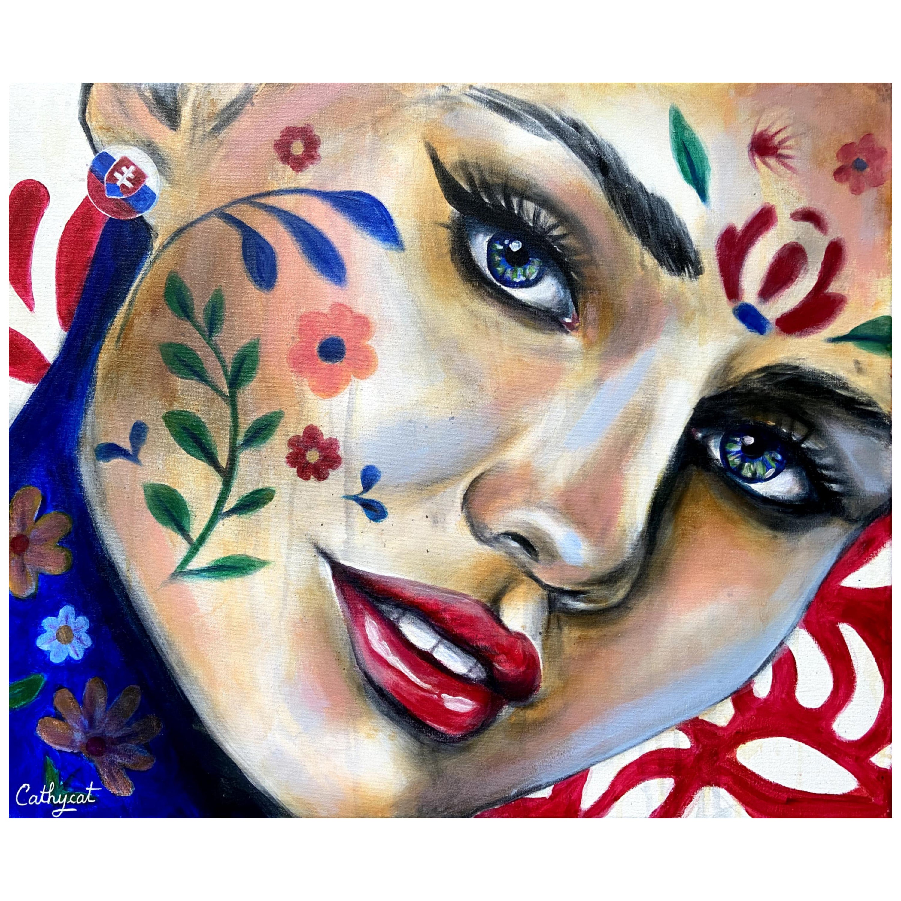 Slovakia portrait by Cathycat Art - acrylic and oil painting 2024 For ...