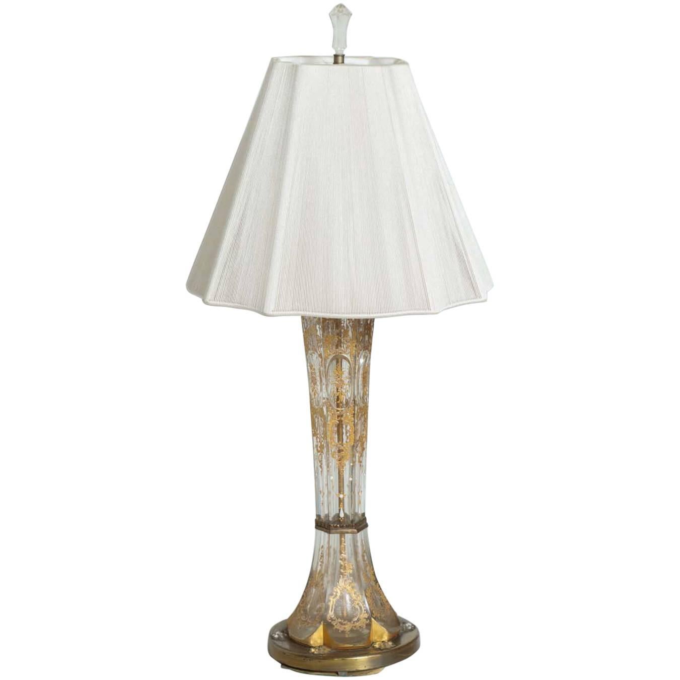 Moser Fluted and Gilded Cut Crystal Lamp at 1stDibs