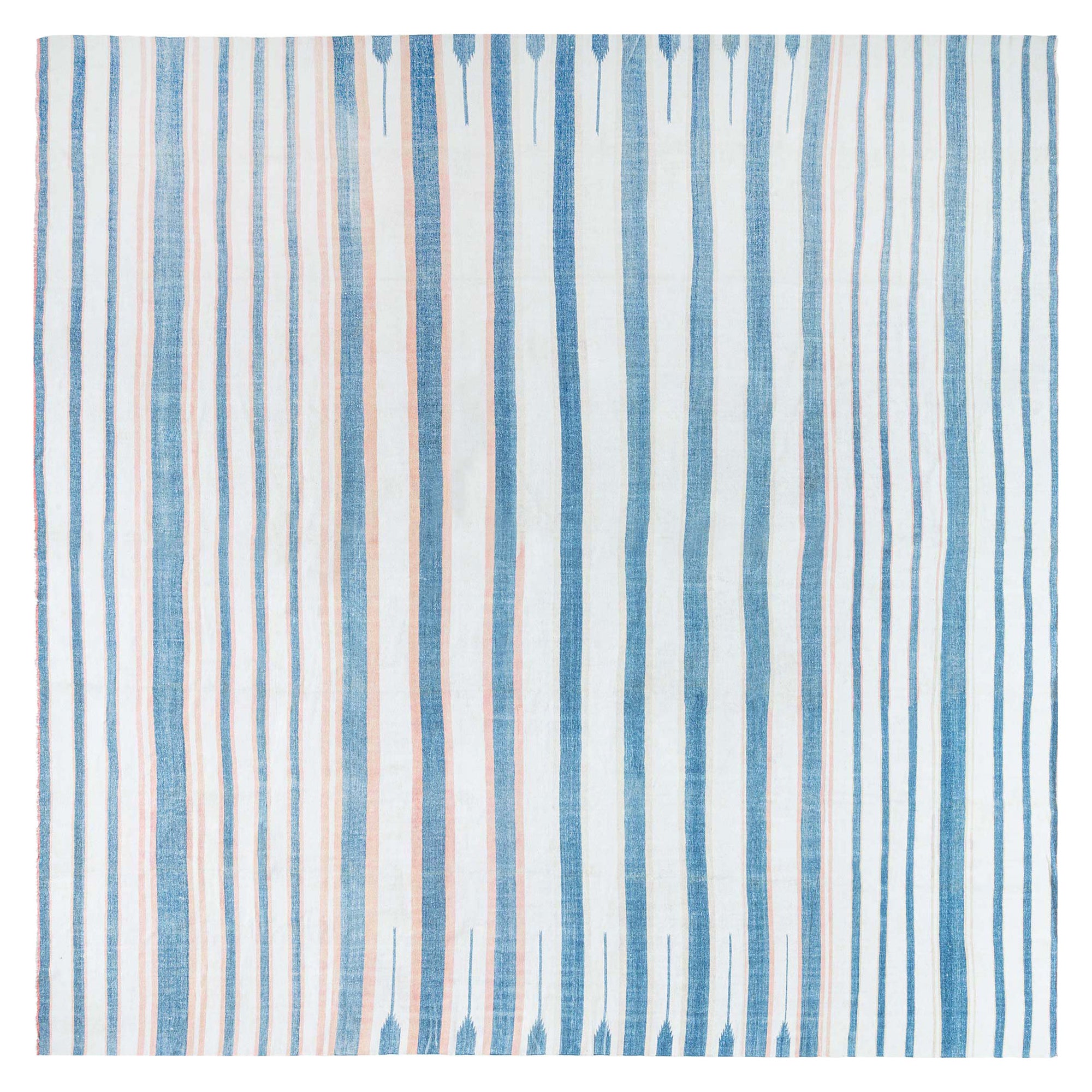 Doris Leslie Blau Vintage Indian Dhurrie Striped Blue Beige Rug For ...