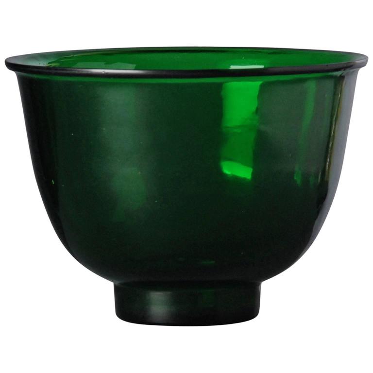 Large Green Chinese Translucent Glass Bowl For Sale at 1stDibs