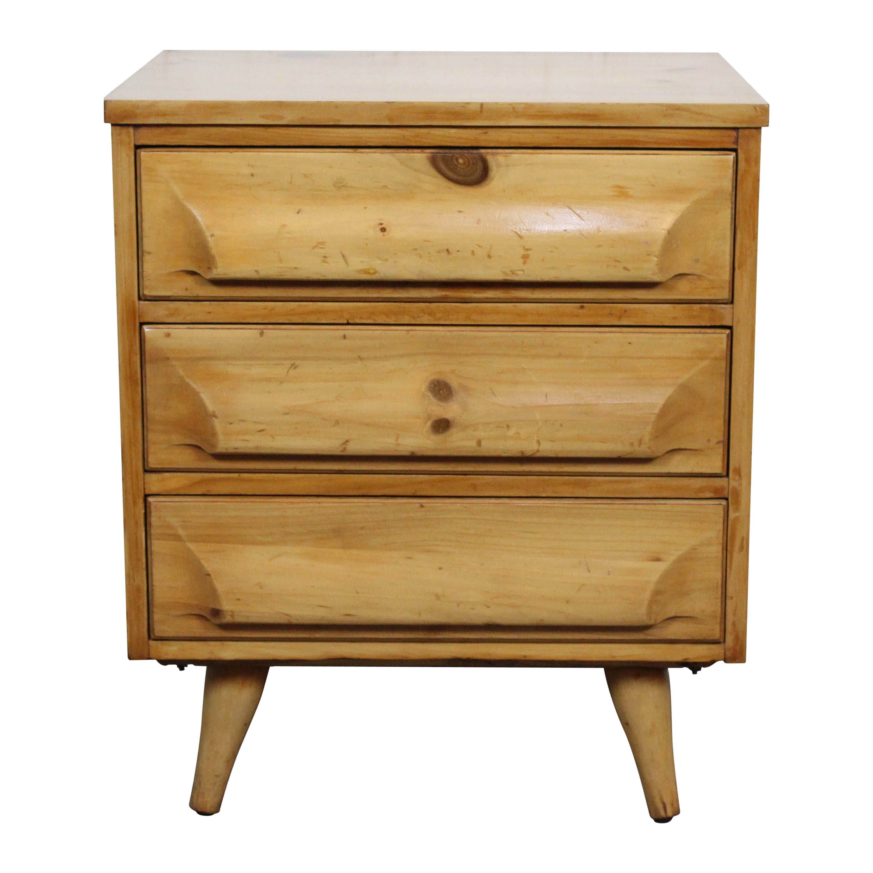 Mid-Century Sculpted Pine Nightstand by Franklin Shockey For Sale at ...