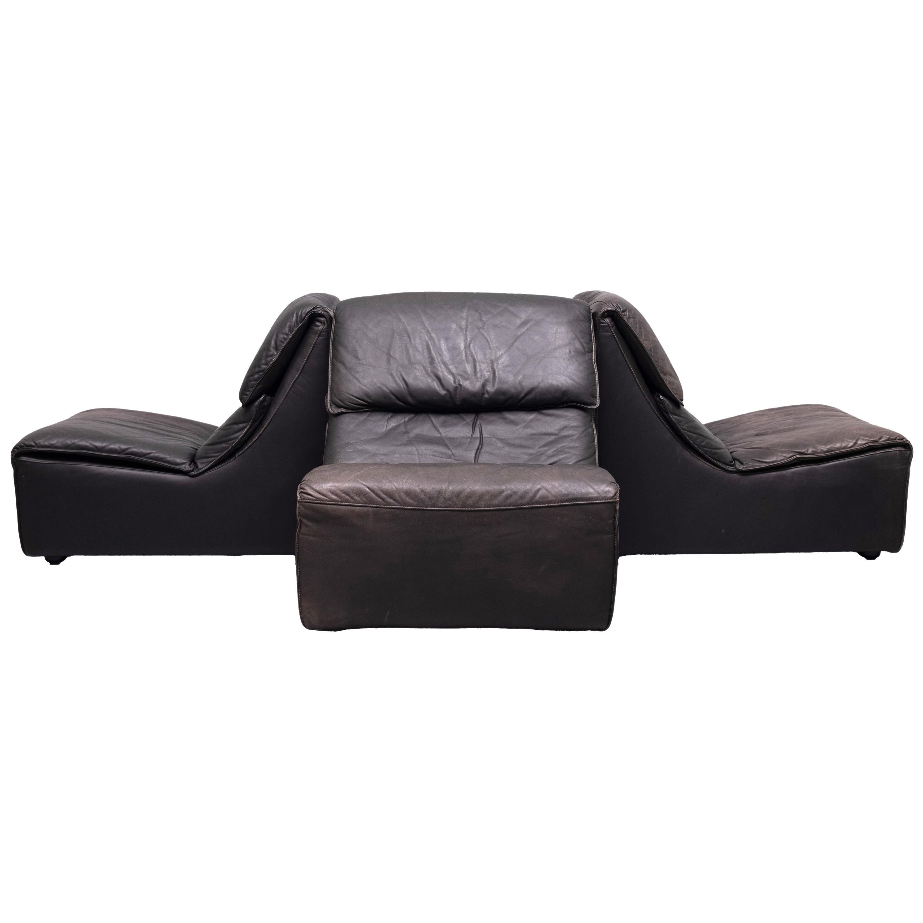 1970s Large Streamlined Sectional Sofa in Brown Velvet For Sale at 1stDibs