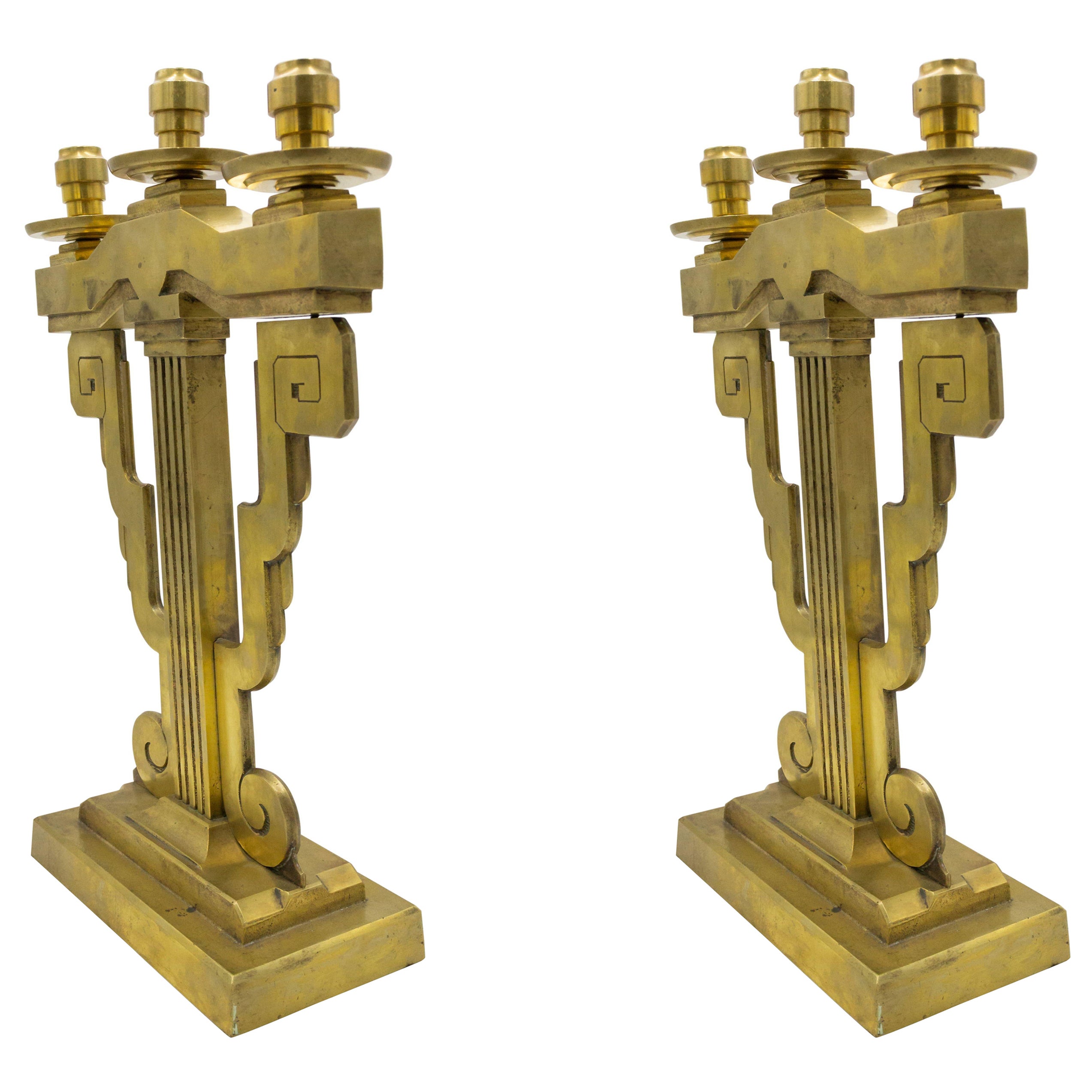 Russian Art Deco Heavy-Cast Bronze Candelabras with Dancing Cossack ...