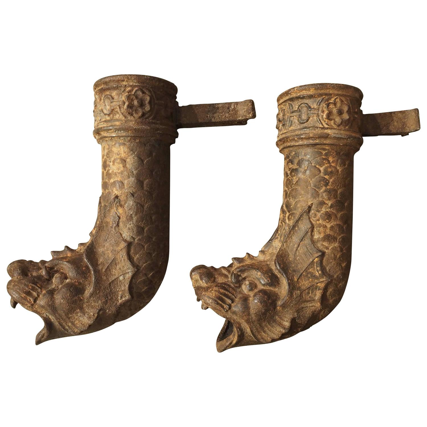 Rare Pair of Antique Iron Gutter Spouts from Bordeaux France at 1stdibs