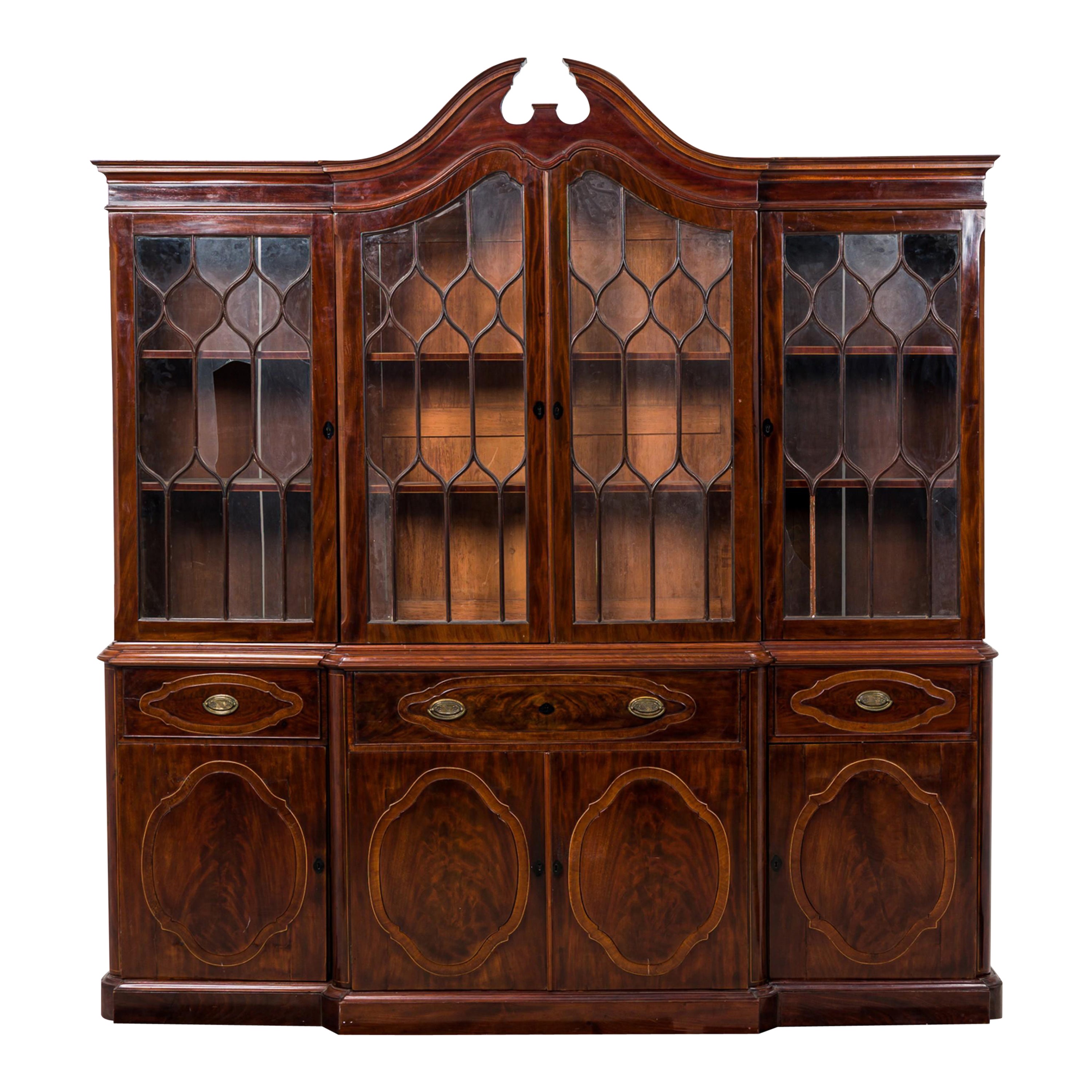 Baltic NeoClassic Mahogany 18th Century Breakfront For Sale at 1stDibs