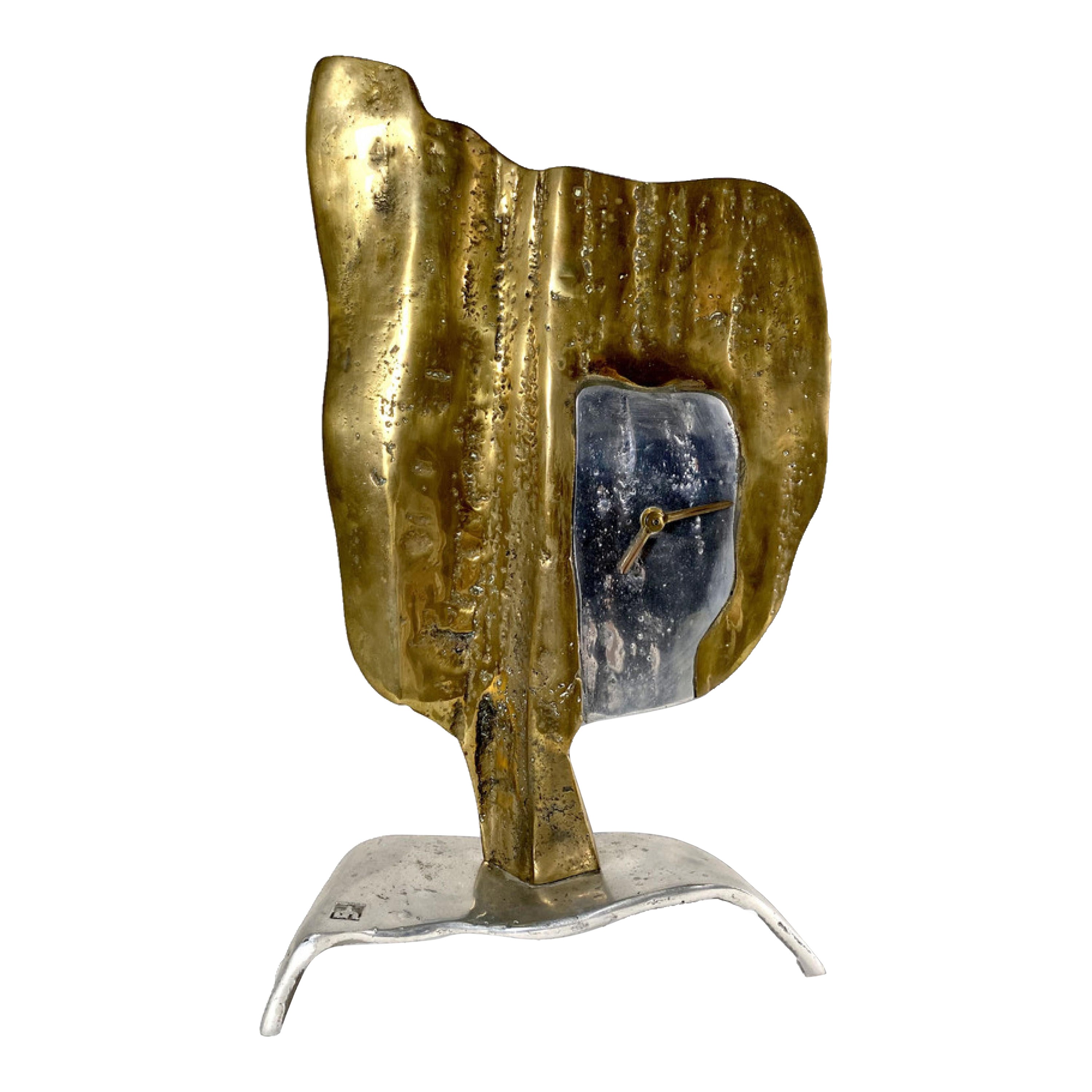 Vintage Brutalist Standing Clock, 1970s For Sale at 1stDibs