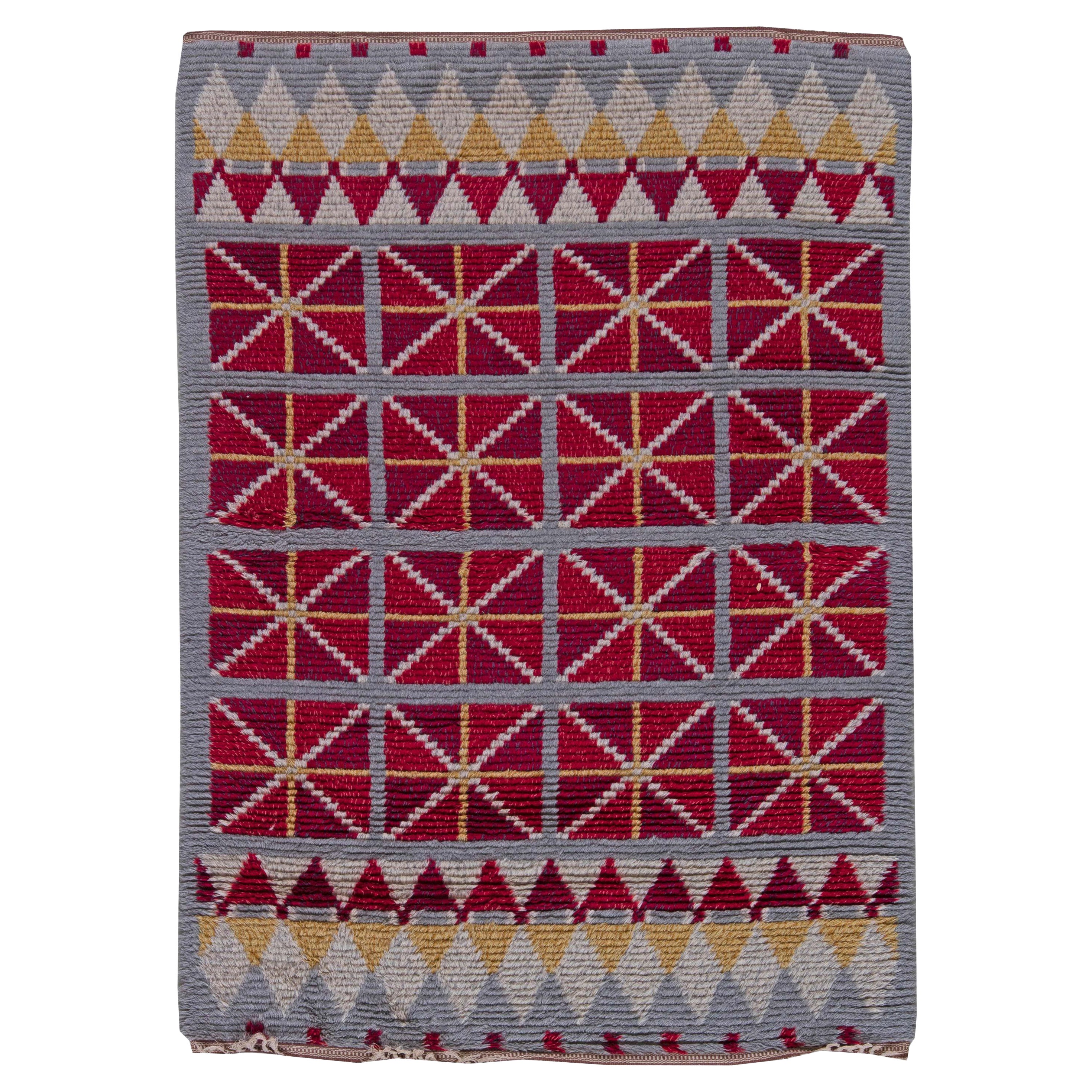 Doris Leslie Blau Mid-20th Century Vintage Swedish Red Rag Rug For Sale ...