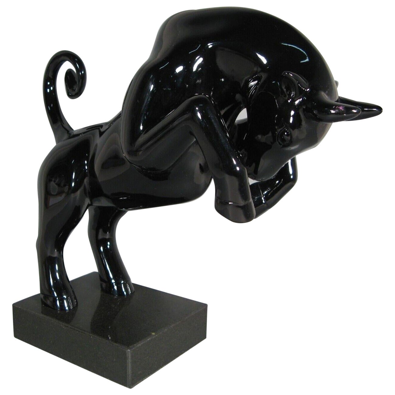 Large Contemporary Ceramic Bull Statue on Granite Base - 1Y130 For Sale ...