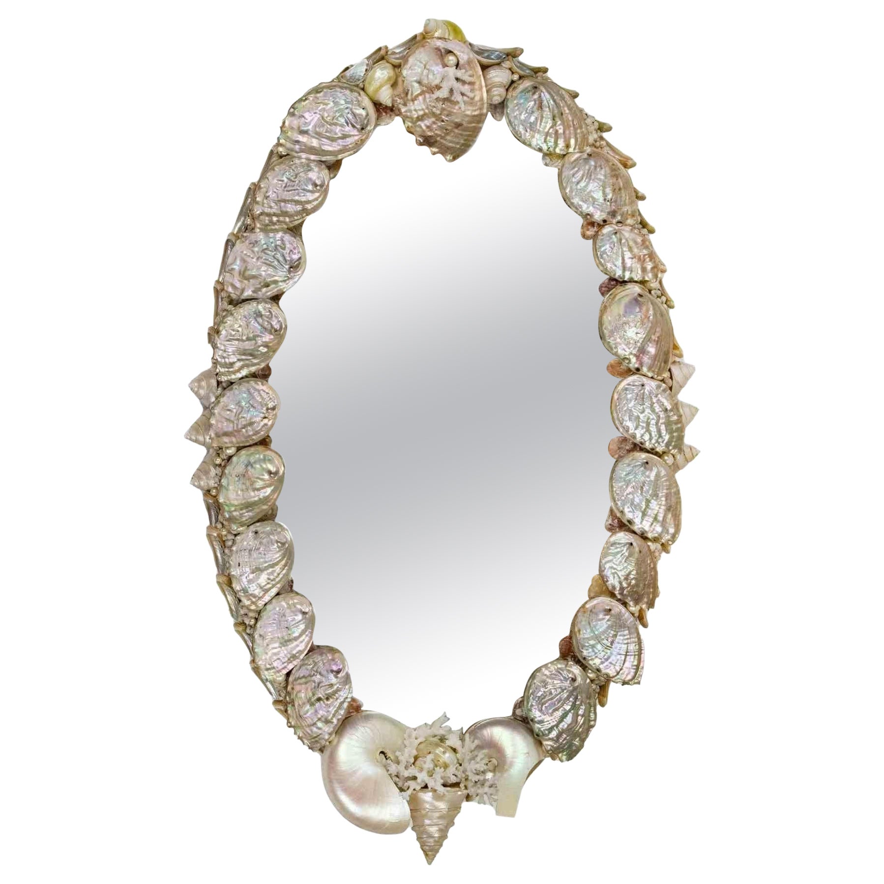 Exquisite Artisan Mirror with Applied Sea Shells and Coral, 1970s at ...