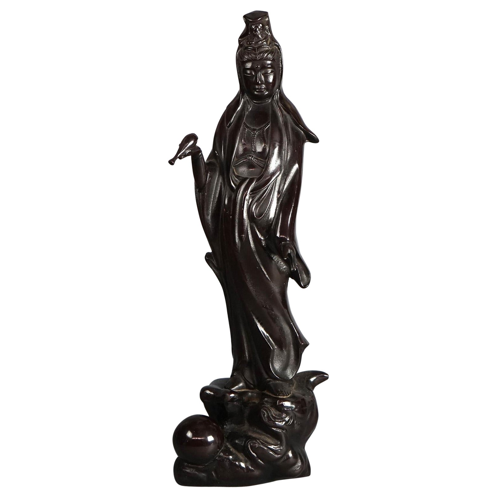 Vintage Cast Bronze Statue of Guanyin, The Chinese Goddess of ...