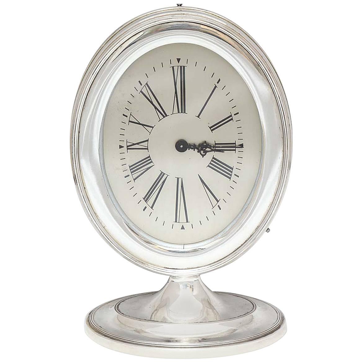 Art Deco Sterling Silver Mantel/Table Clock at 1stDibs
