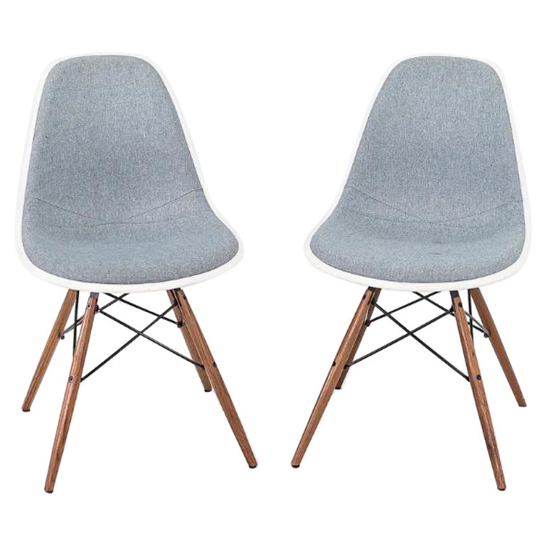 2017 Set of Four Eames Plastic DSW Dining Shell Chairs in White with ...