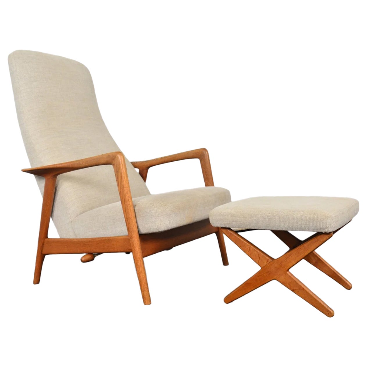 R. Huber Teak Reclining Lounge Chair with Ottoman at 1stDibs | r. huber ...