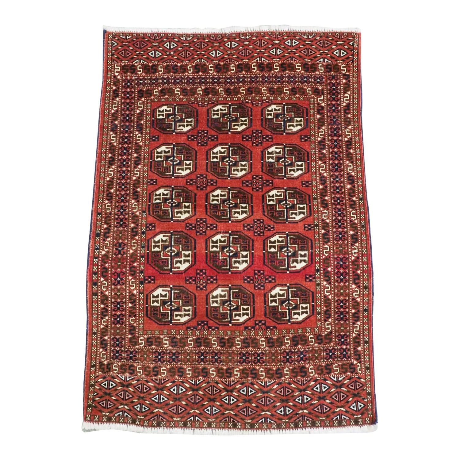Antique Yomut Turkmen Rug On A Scarce White Field, Circa 1920 For Sale ...
