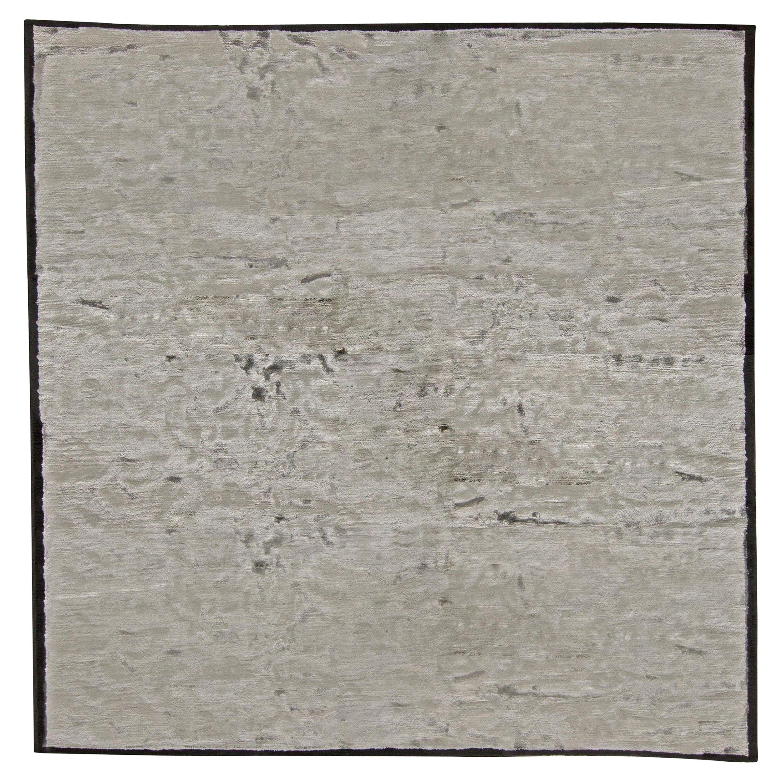Modern Handmade Texture Designed Wool Rug In Gray For Sale at 1stDibs