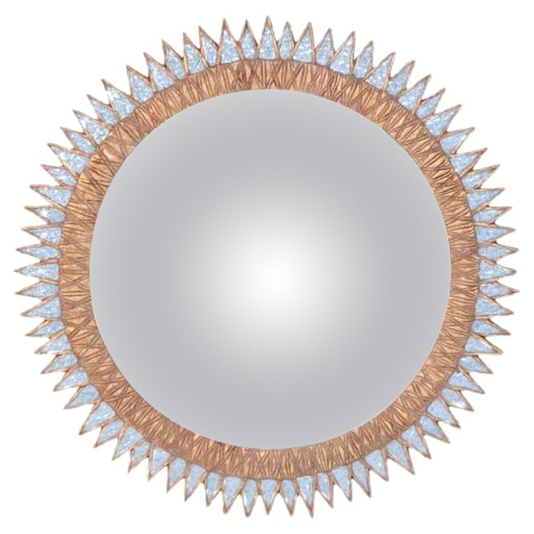 Pair of glass and resin convex sunburst mirrors after Line Vautrin ...