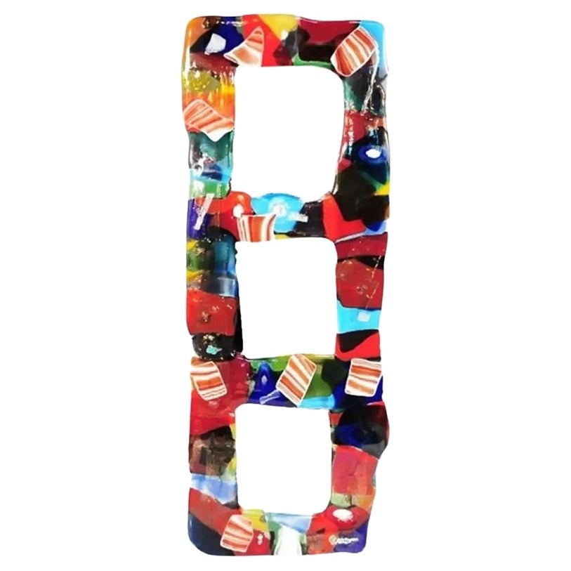 Modern Art Glass Rainbow Mosaic Molten Color Rectangular Triple Wall ...