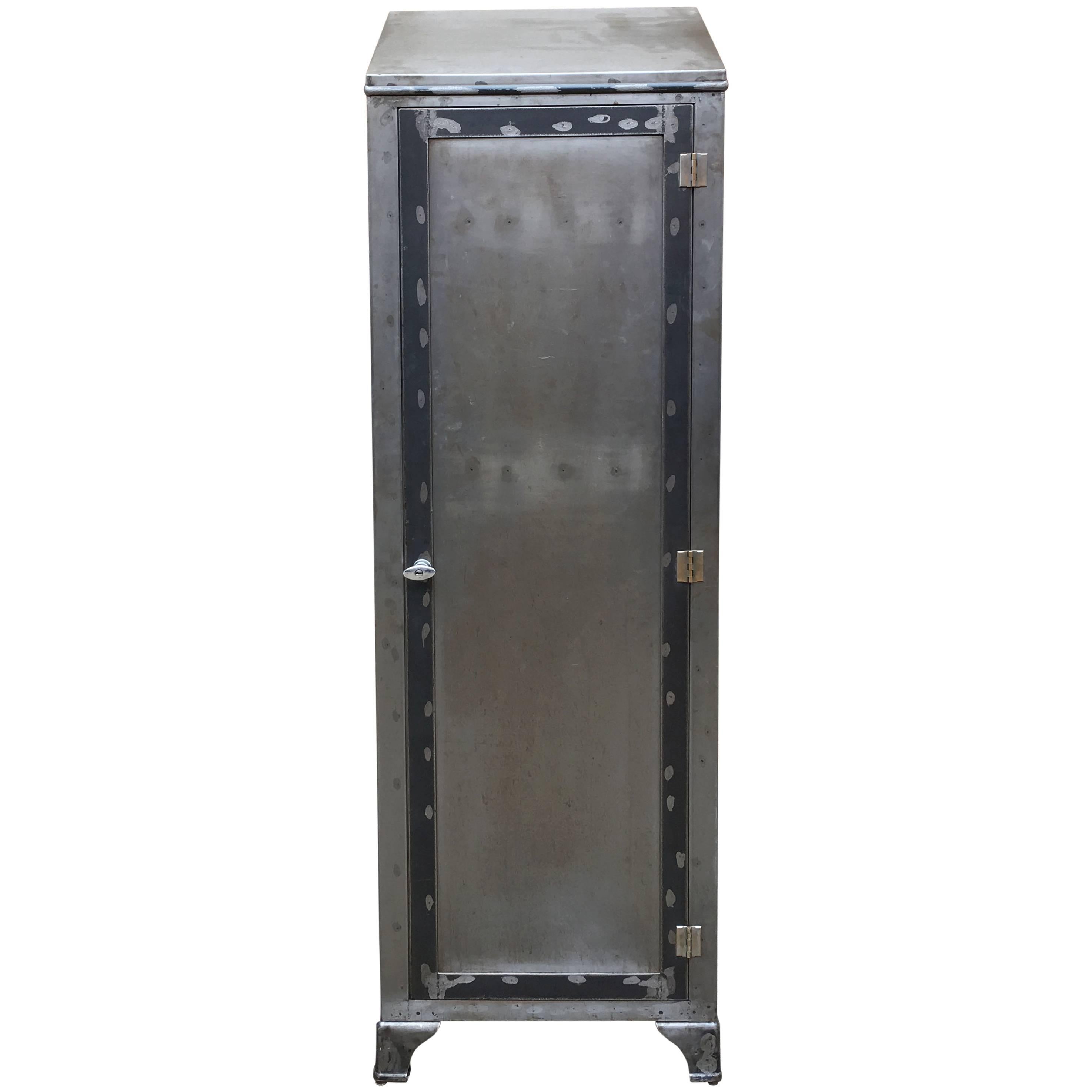 Tall Industrial Brushed Steel Locker at 1stDibs | tall metal locker