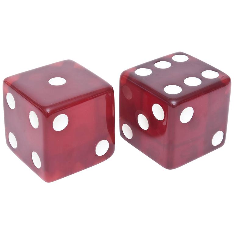 Monumental Pair of Red Bakelite Dice at 1stDibs