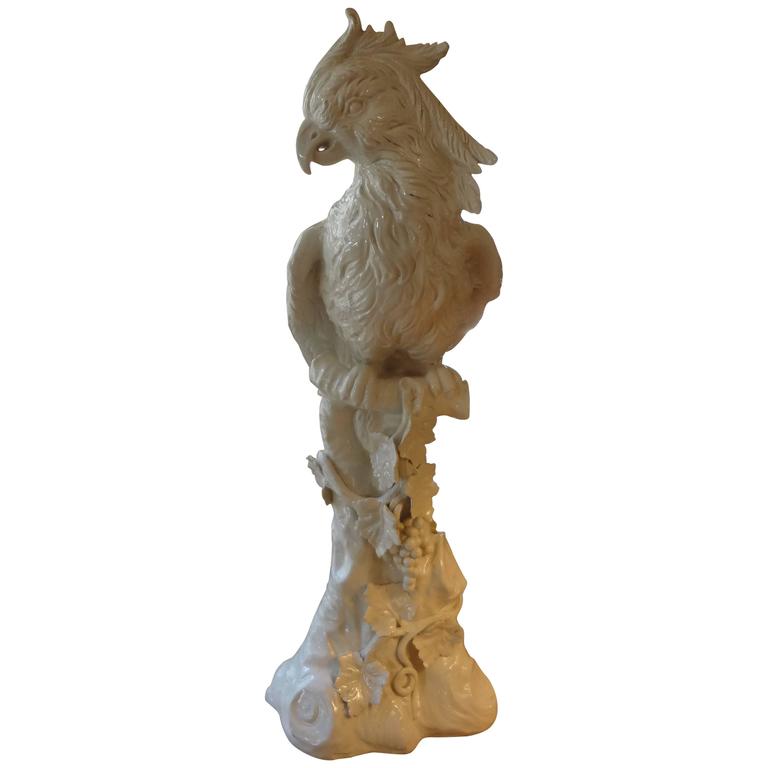Vintage Italian White Glazed Ceramic Parrot at 1stDibs
