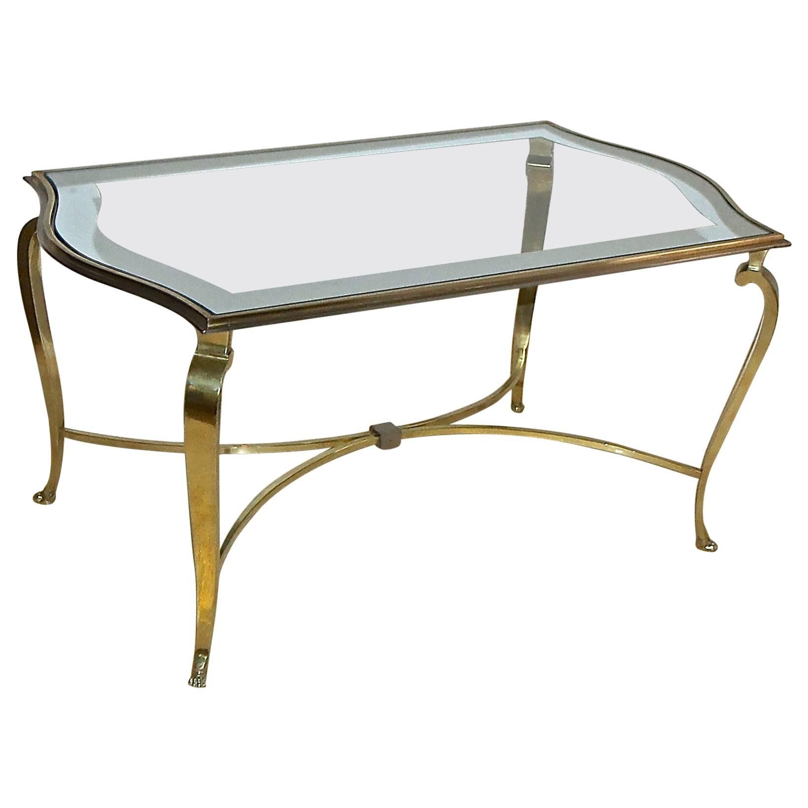 Mastercraft Brass Glass Cocktail Coffee Table at 1stDibs
