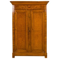 Vintage Dixie Furniture Fruitwood and Rattan Armoire For Sale at 1stDibs