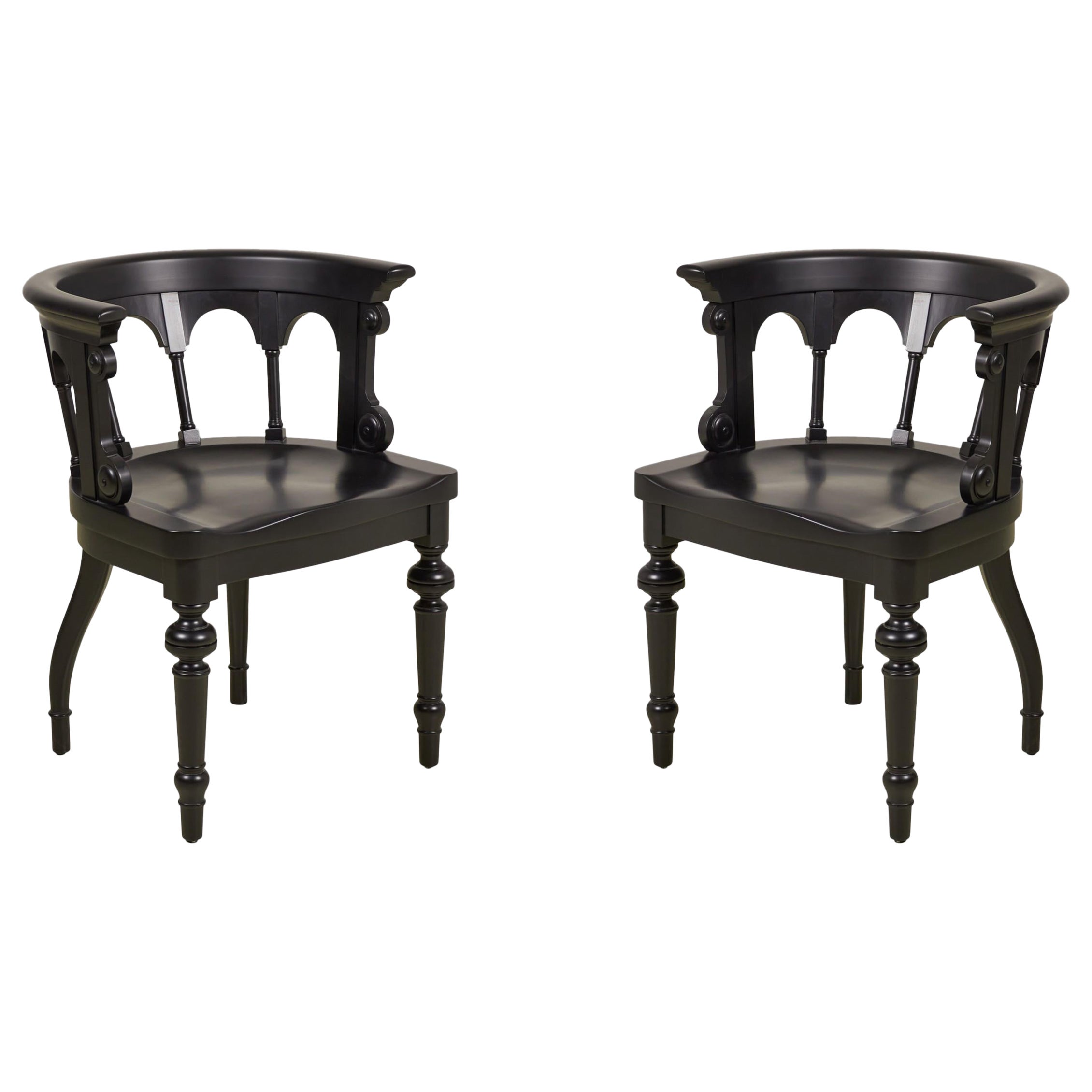 Set of 8 English Victorian Round Backed Painted and Carved Dining ...