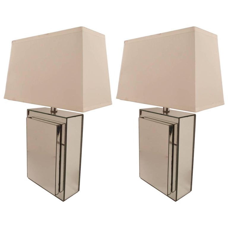 Pair of Mirrored Table Lamps at 1stDibs