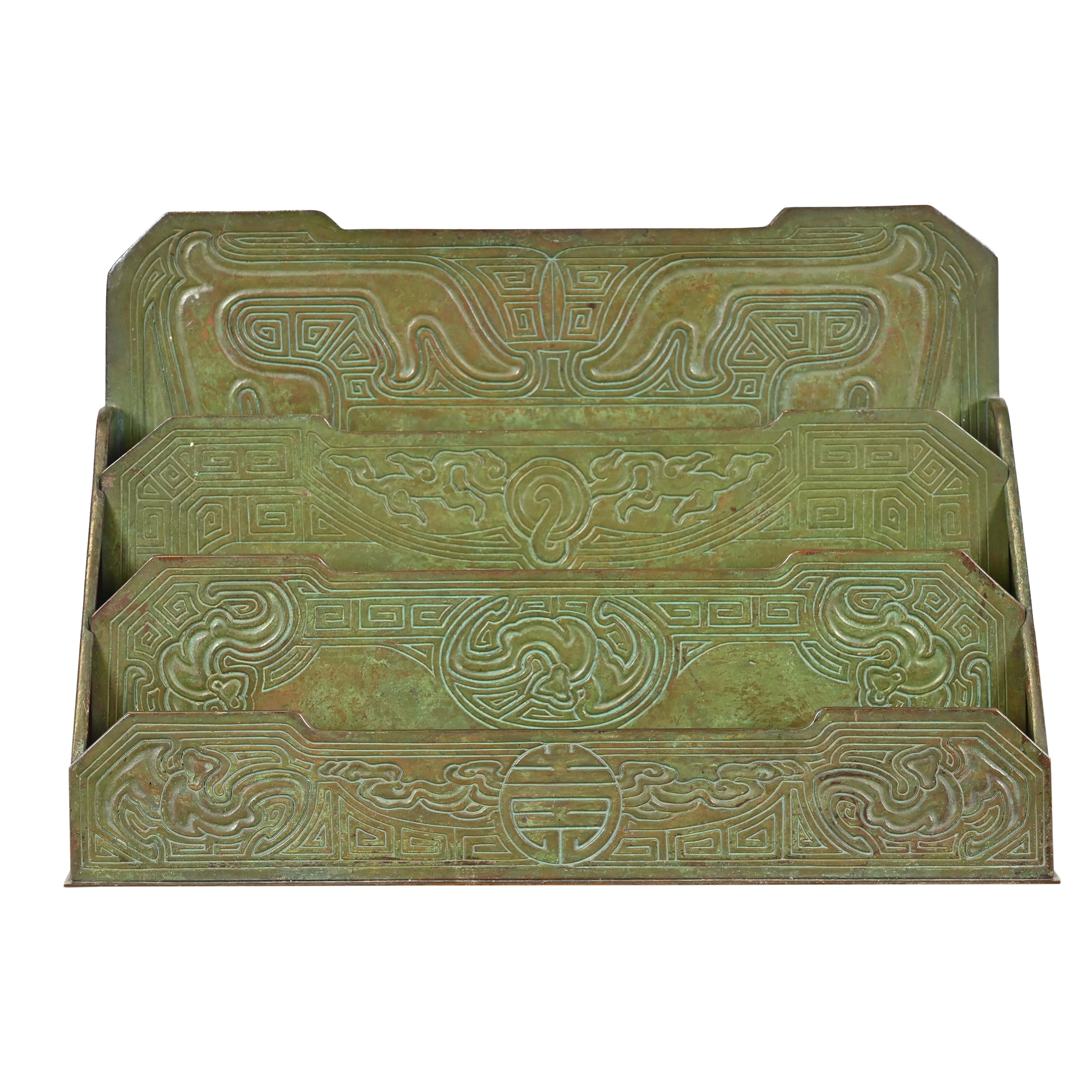 Tiffany Studios New York Chinese Pattern Bronze Notepad Holder For Sale ...