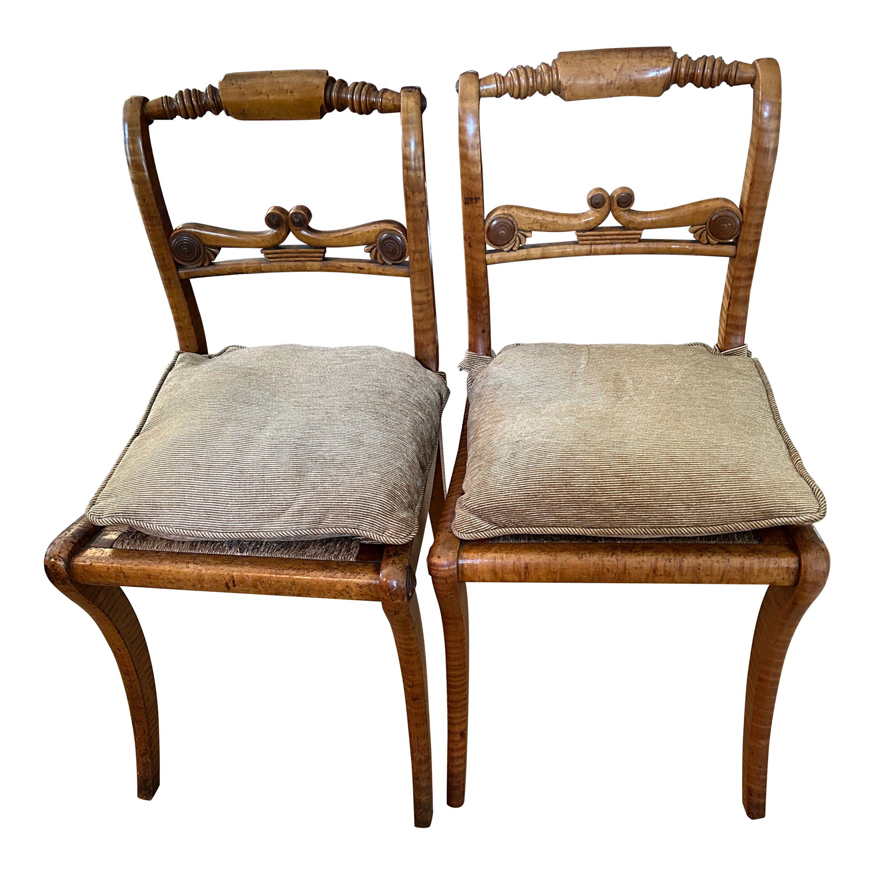 Antique Duncan Phyfe Tiger Maple Chair, Circa 1880s For Sale at 1stDibs ...