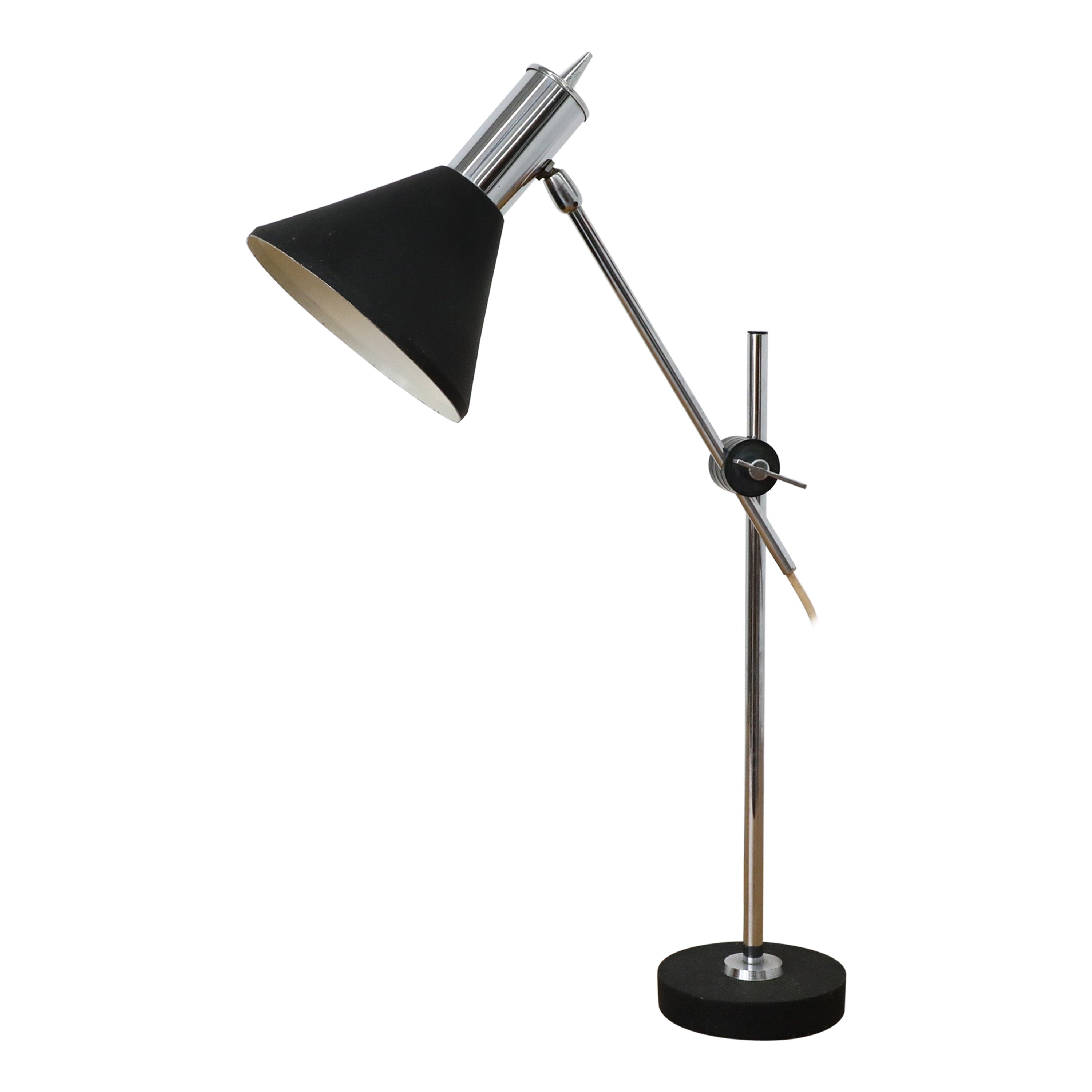 Bauhaus/Mid Century Table Lamp: Lt. Gold finish w/ Black Enameled Metal ...